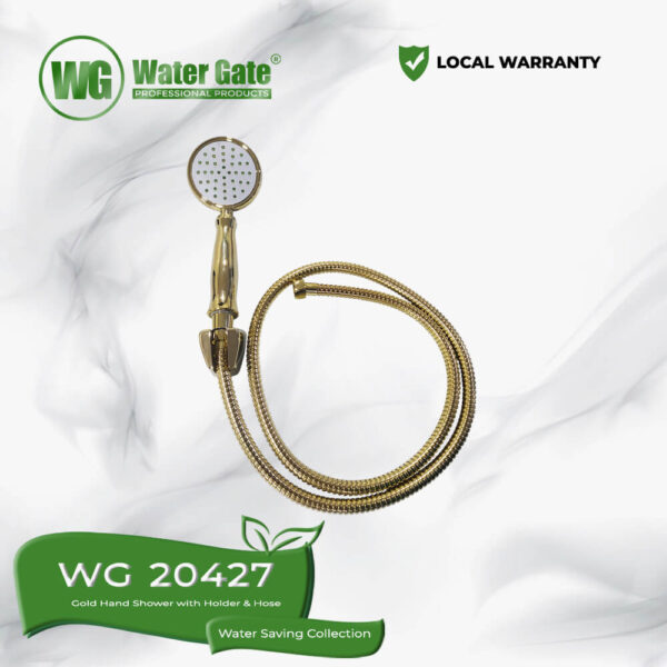 Water Gate WG 20427 | Gold Hand Shower with Holder and Hose - Watergate