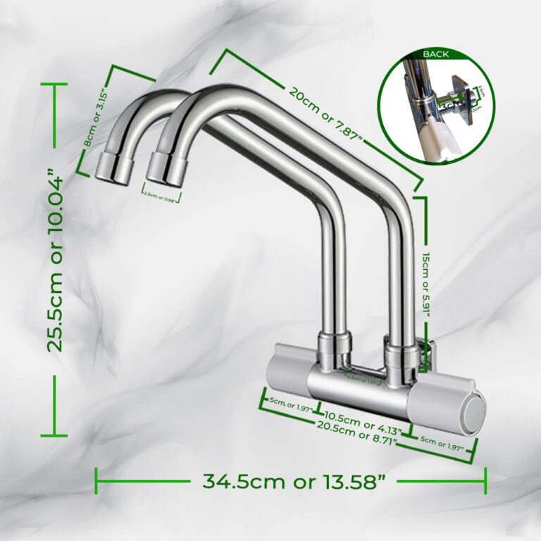 Water Gate WG 21711 | Ceramic White Kitchen Faucet with Double Spout ...
