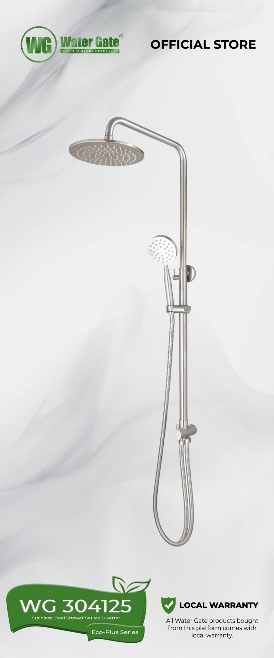 Water Gate WG 304125 | SS Shower Set with Diverter - Watergate