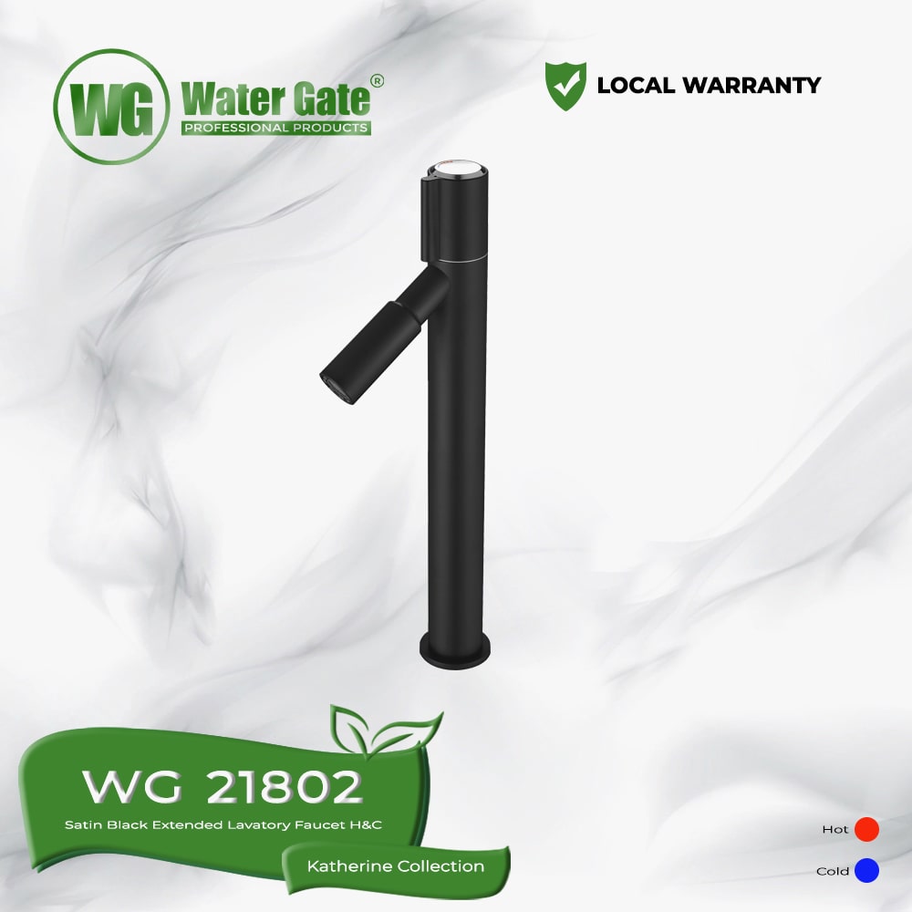 Water Gate WG 21802 | Satin Black Extended Lavatory Faucet H&C - Watergate
