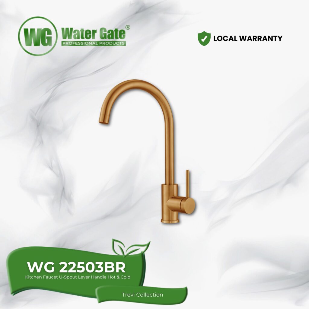 Water Gate WG 22503BR | Kitchen Faucet U Spout Lever Handle H&C - Watergate